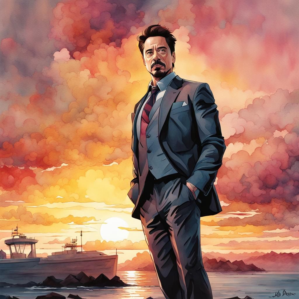 Tony Stark, Digital Illustration - AI Generated Artwork - NightCafe Creator