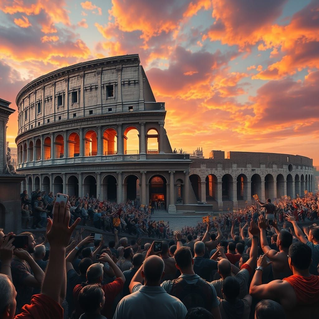 Roman Colosseum - Epic Colosseum Scene in Vibrant, Gradient...