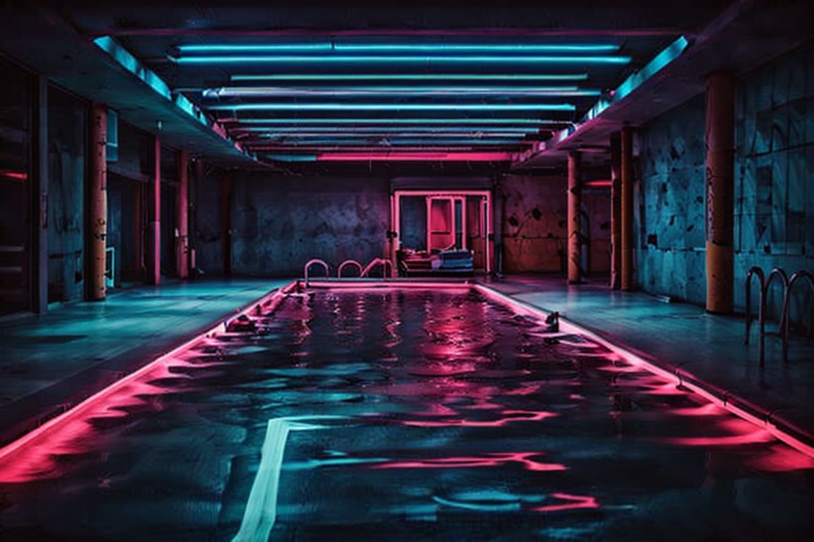 Dark Liminal Pool With Neon Lights 2 - AI Generated Artwork - NightCafe ...