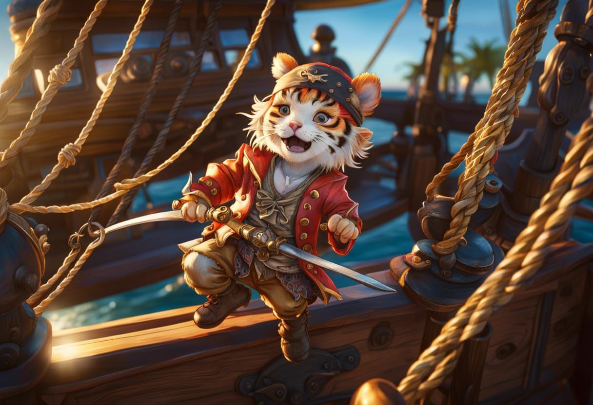 An Adorable Baby Tiger Pirate - AI Generated Artwork - NightCafe Creator