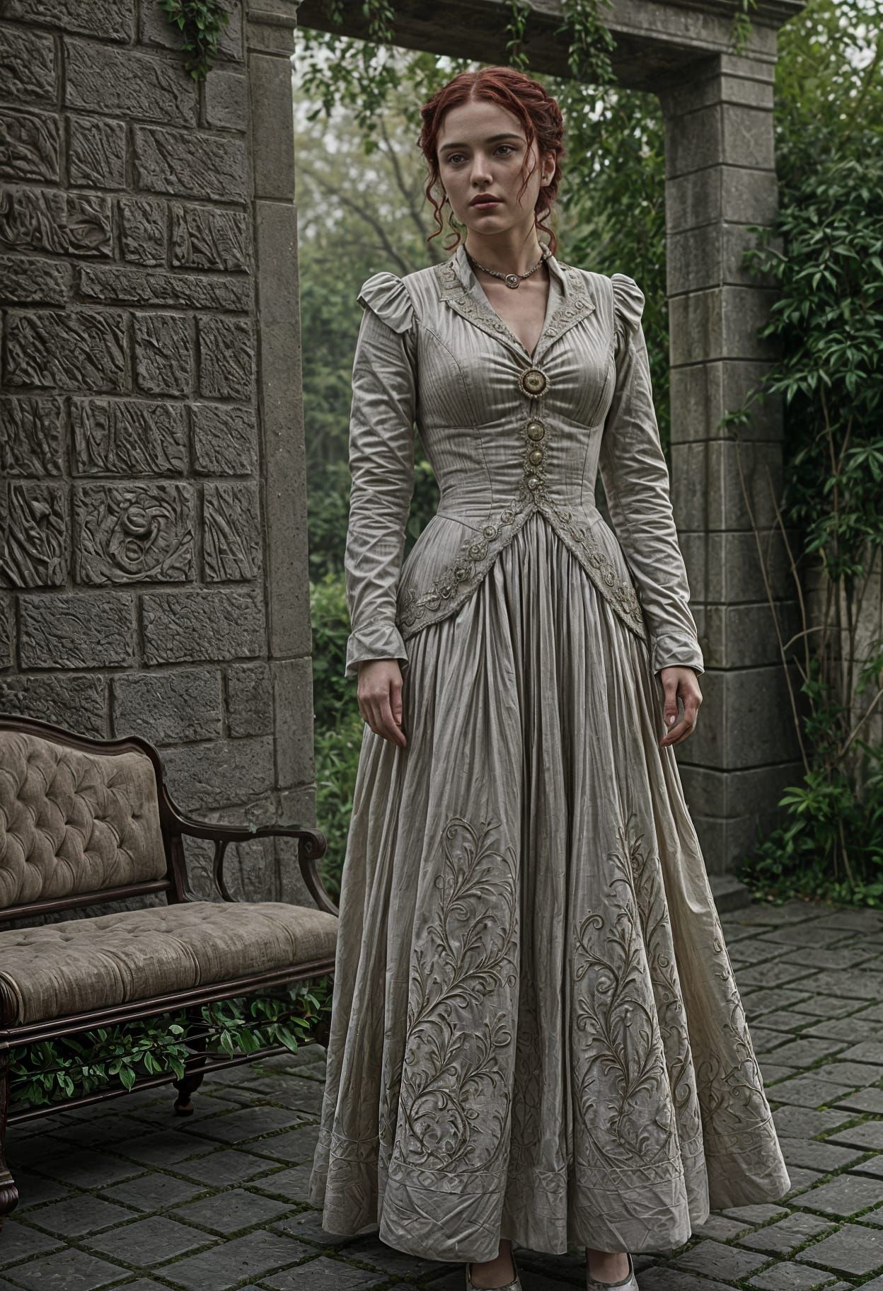 Ethereal Vampire Lady Emerges from Mausoleum in Vi... - AI Art