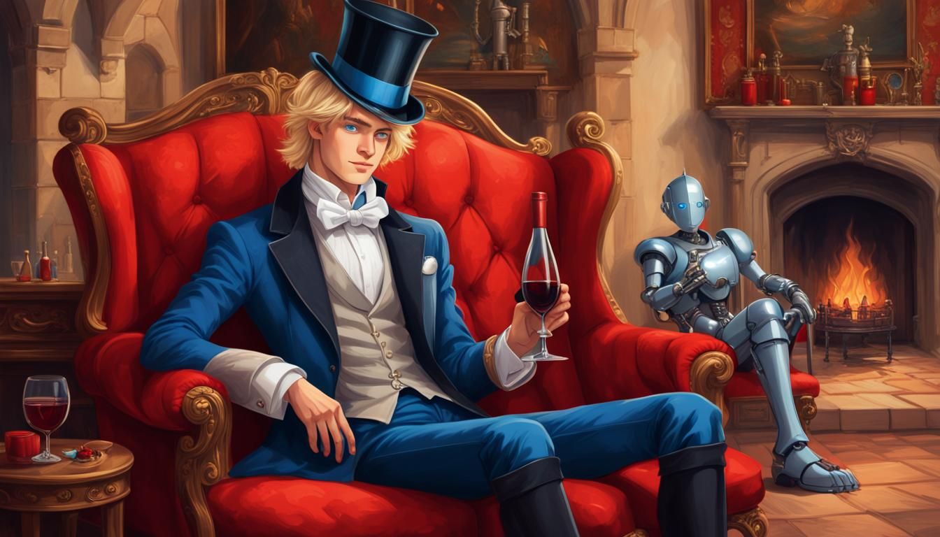 The Prince, the lazy robot butler... and the wine! - AI Generated ...