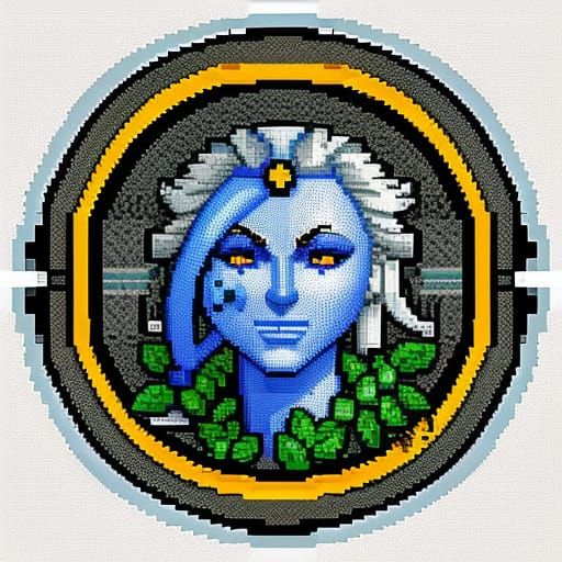 Solarpunk Pixel Art Ouroboros - AI Art