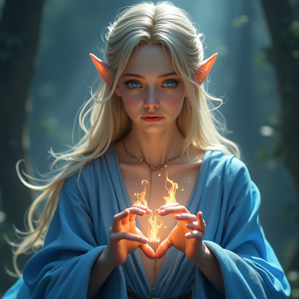 Ethereal Fantasy Elf in Vibrant Hyper-Realistic St... - AI Art