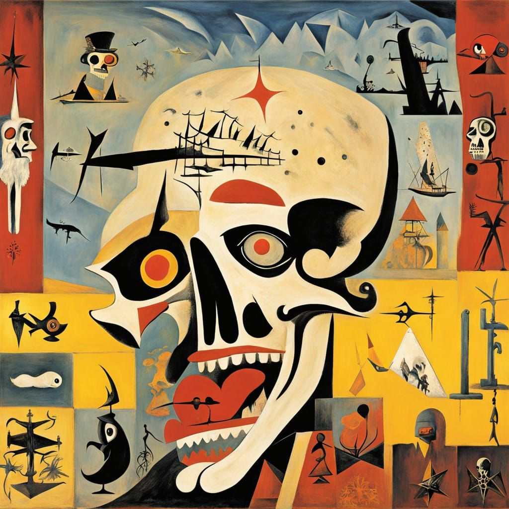 Jolly Roger Painting in Abstract Cubist Style with... - AI Art