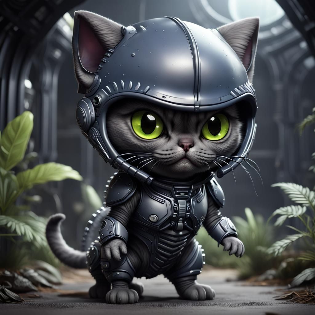 Cat in Xenomorph Suit - AI Generated Artwork - NightCafe Creator