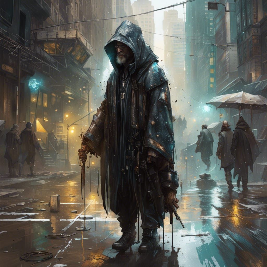 Cyberpunk wizard, Android Jones, Jeremy Mann, Jordan Grimmer, WLOP ...