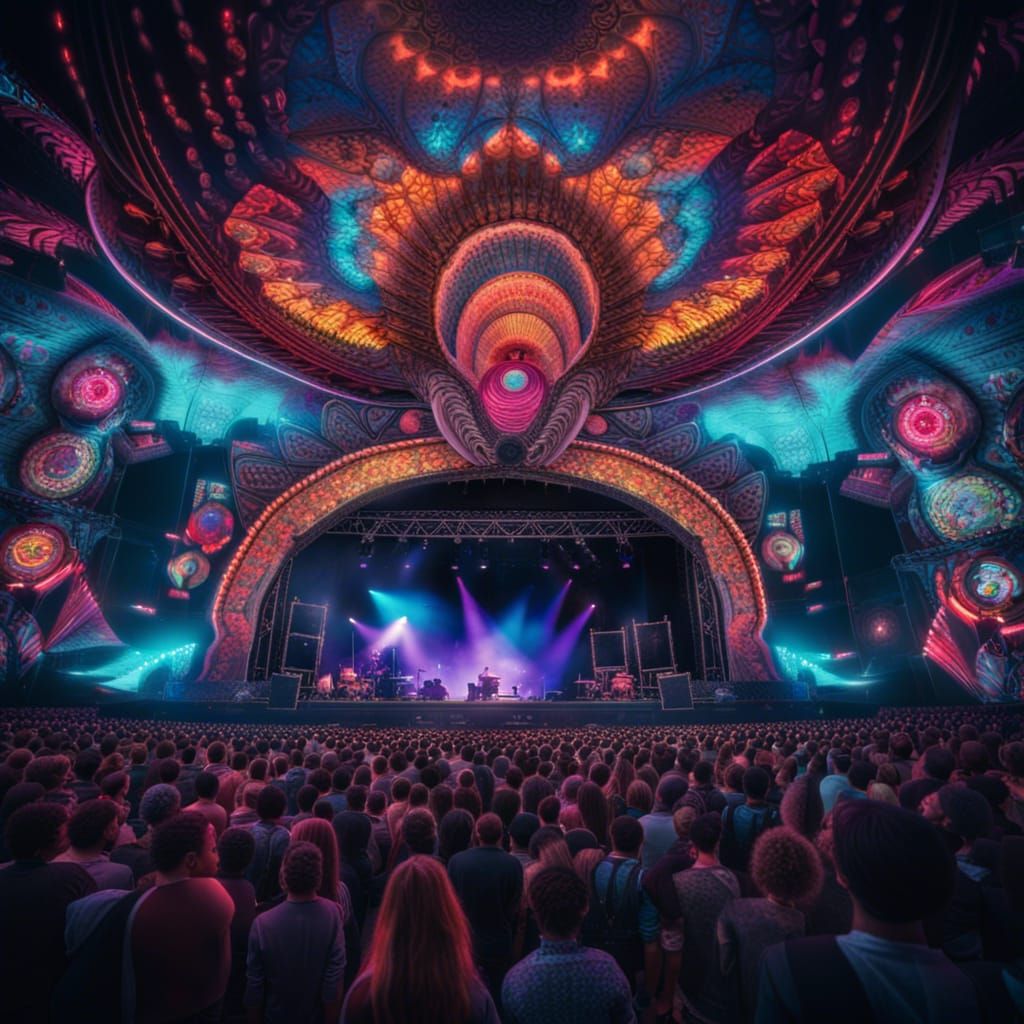 A psychedelic stage at a music festival - AI Generated Artwork ...
