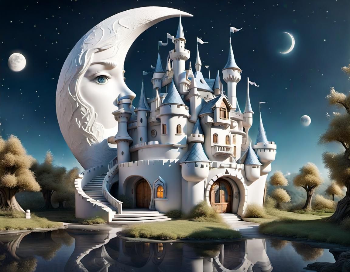 Moon castle - AI Generated Artwork - NightCafe Creator