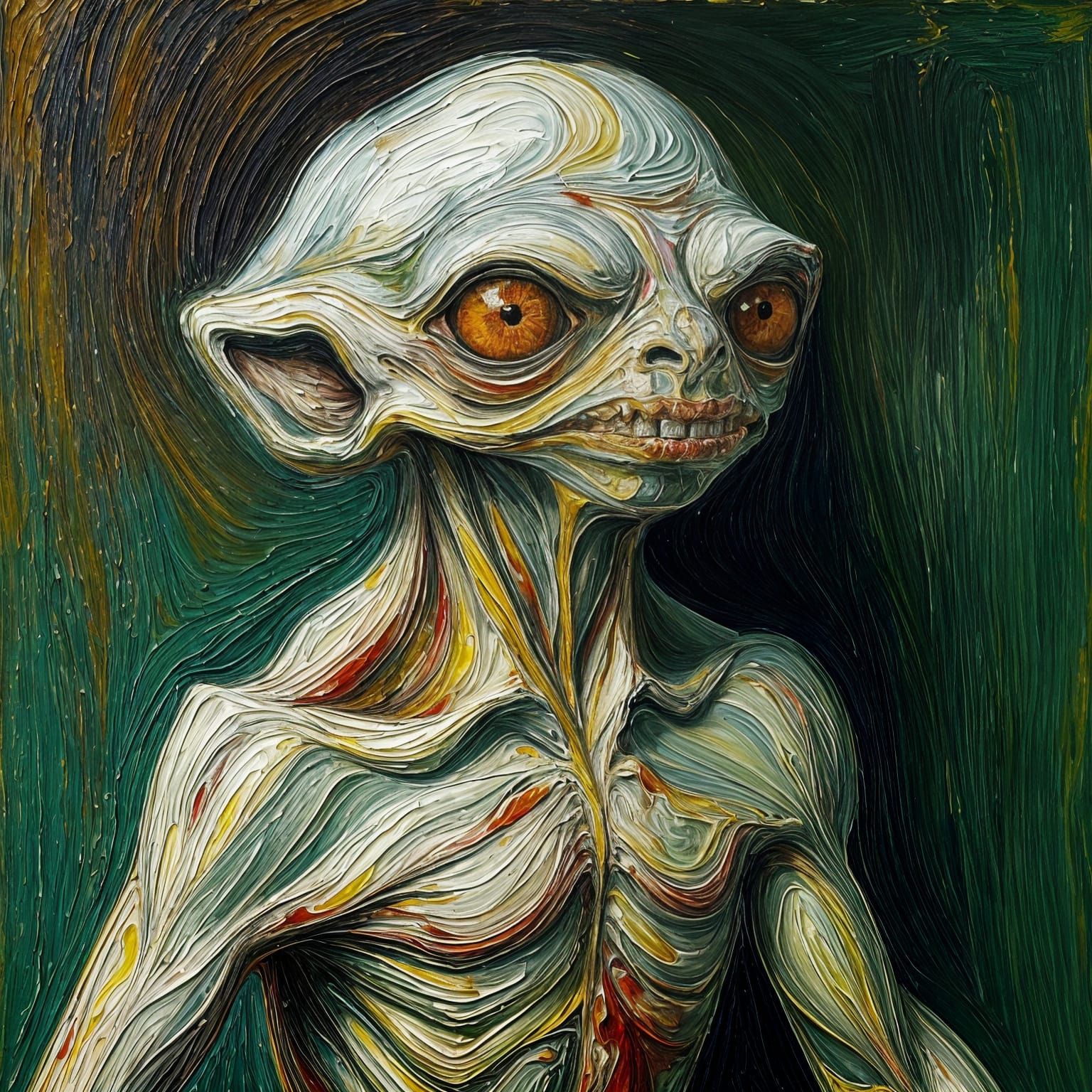 A Fiendish Creature in Neo-Impressionist Oil Paint... - AI Art
