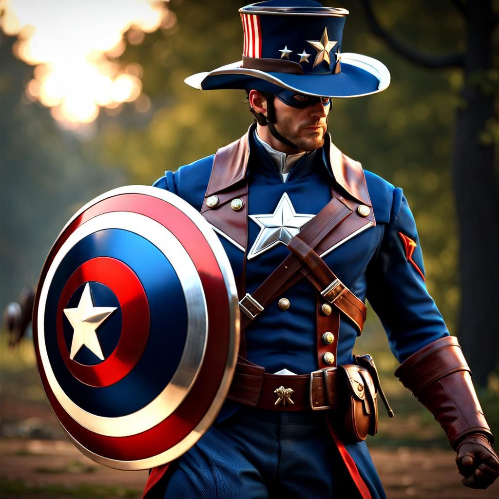 Captain America, Revolutionary Hero of 1776, wearing Uncle Sam style ...
