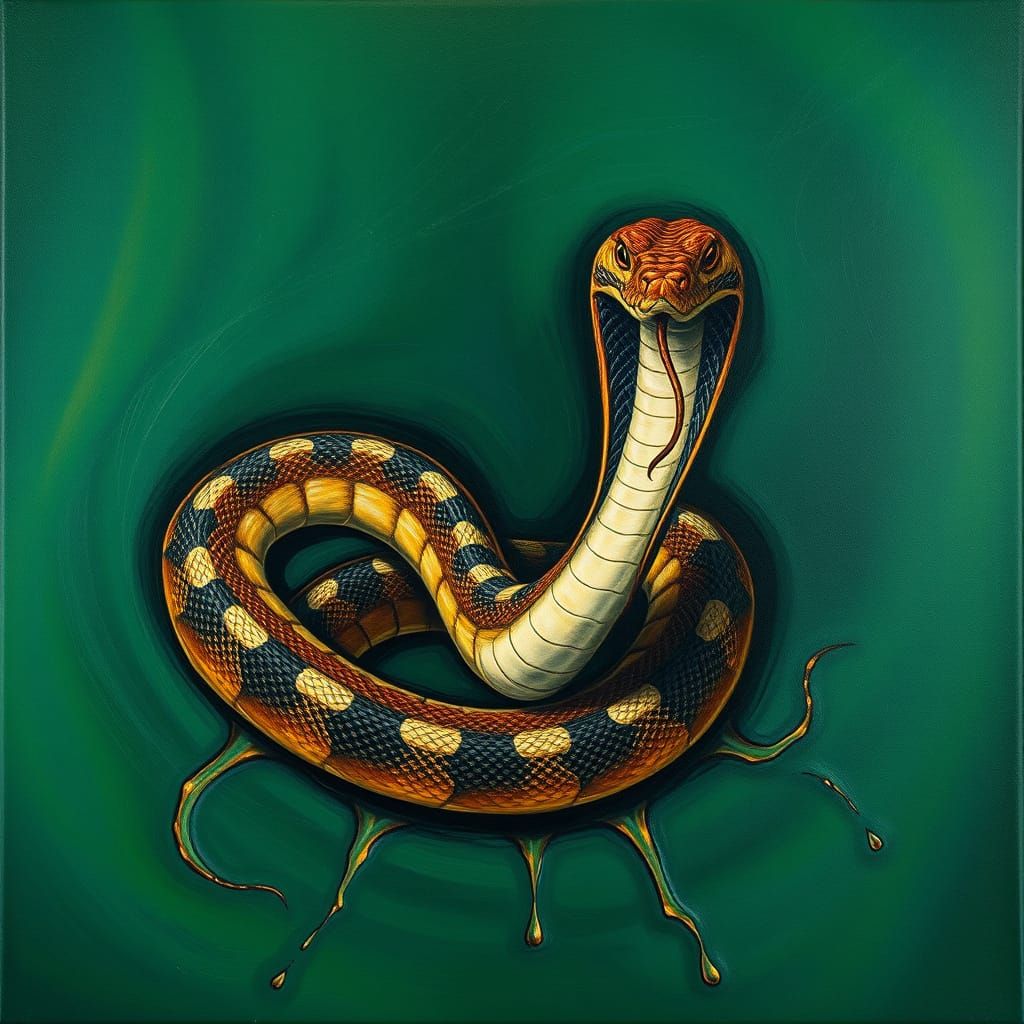 Surrealist Oil Painting of a Snake in Dreamlike St... - AI Art