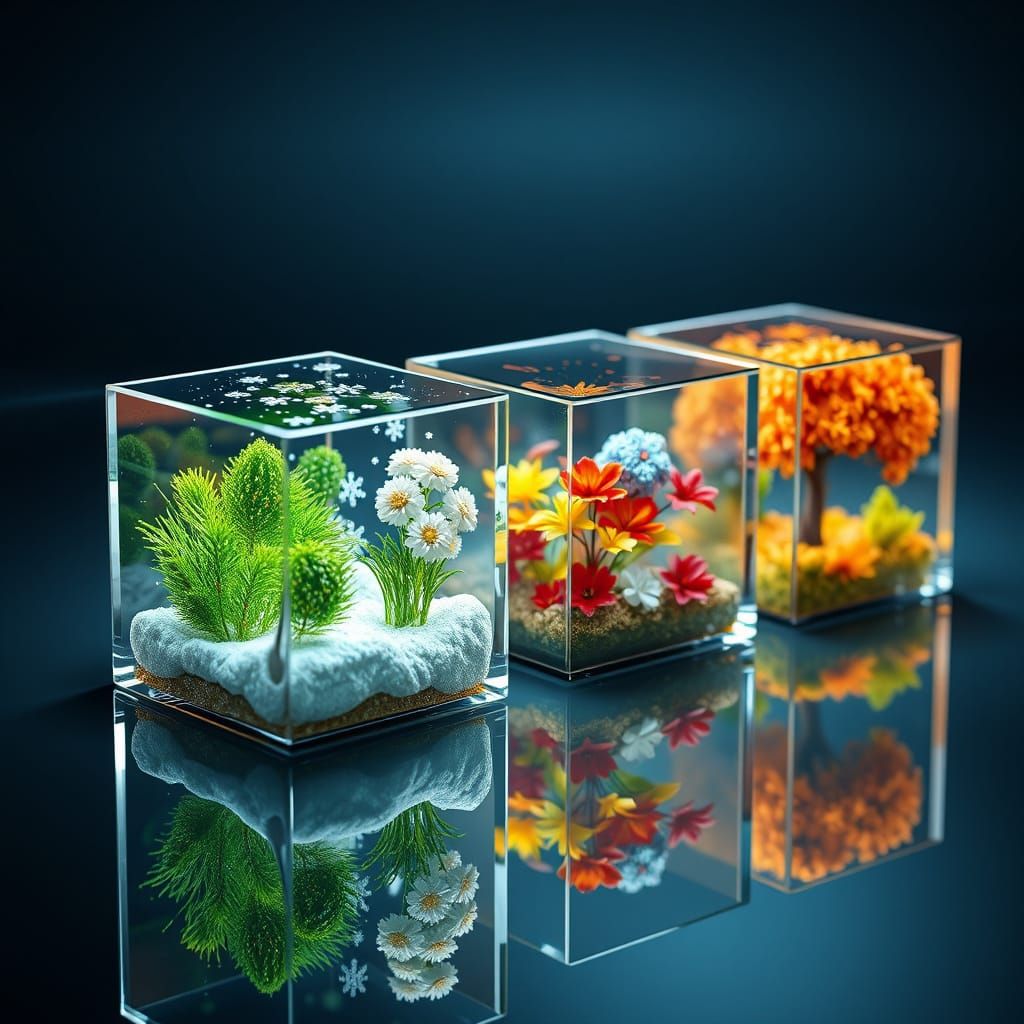 Cubes - Seasonal Glass Cubes in Stunning 4K Hyper-Realism
