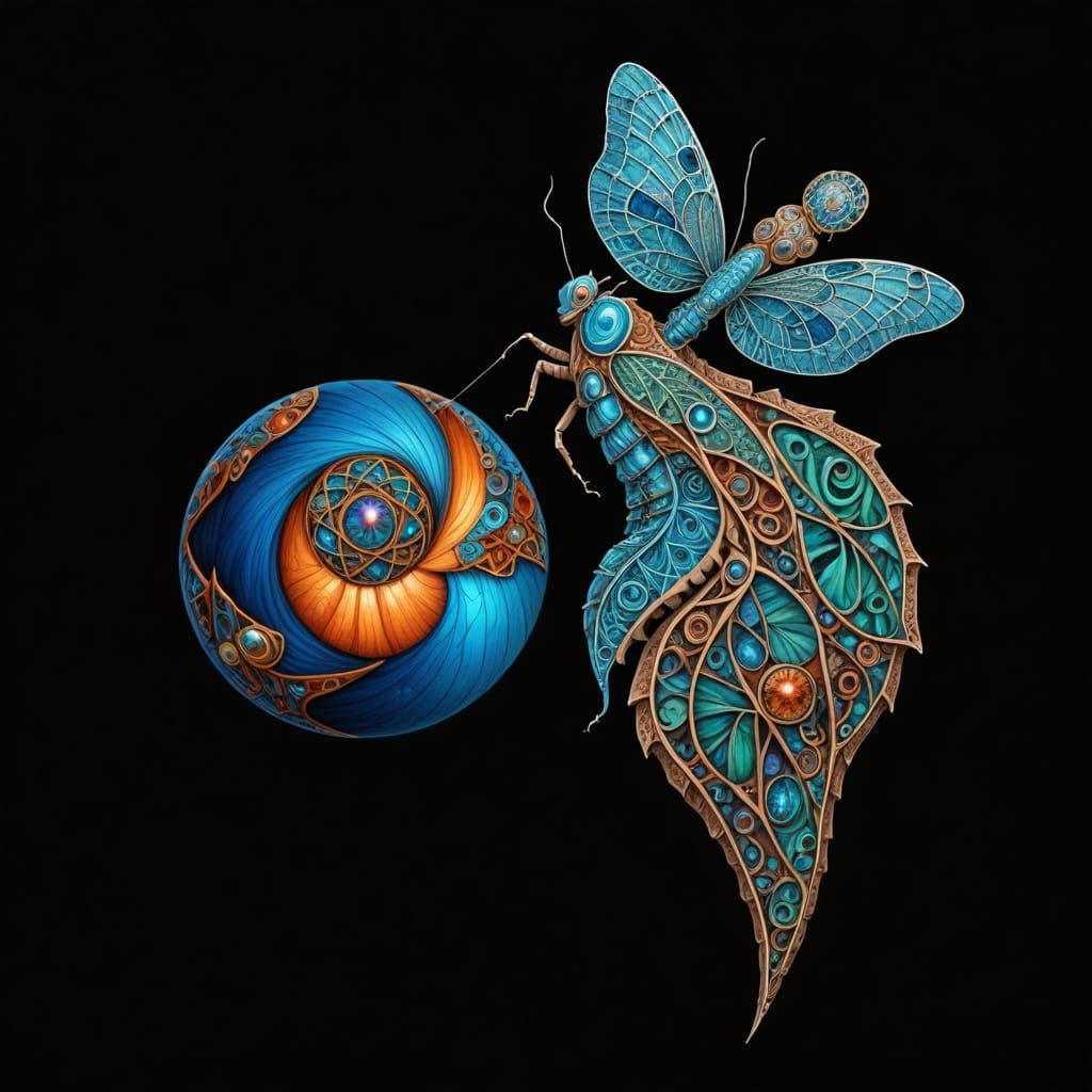 Surreal Goliath Moth Explores Fractal Ley Lines Am... - AI Art