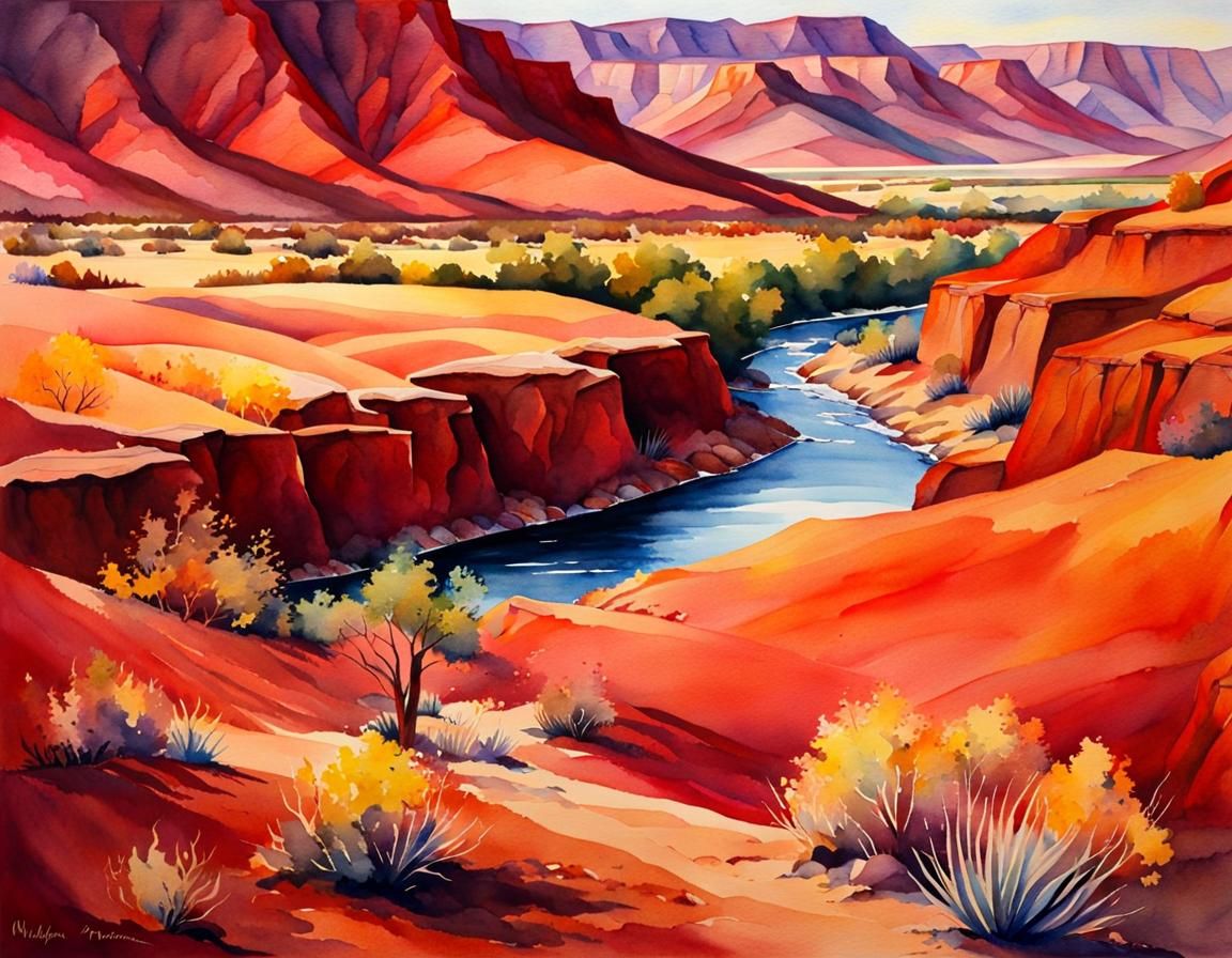 Red Canyon River W II - AI Generated Artwork - NightCafe Creator