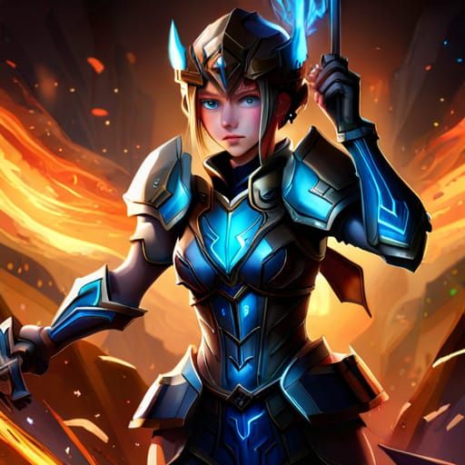 full body, Magical knight, plate armor, helmet, solo, waifu, beautiful ...