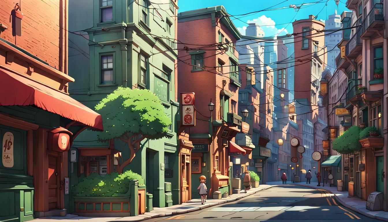 an amazing, street level, uncluttered hyperdetailed, elaborate ...