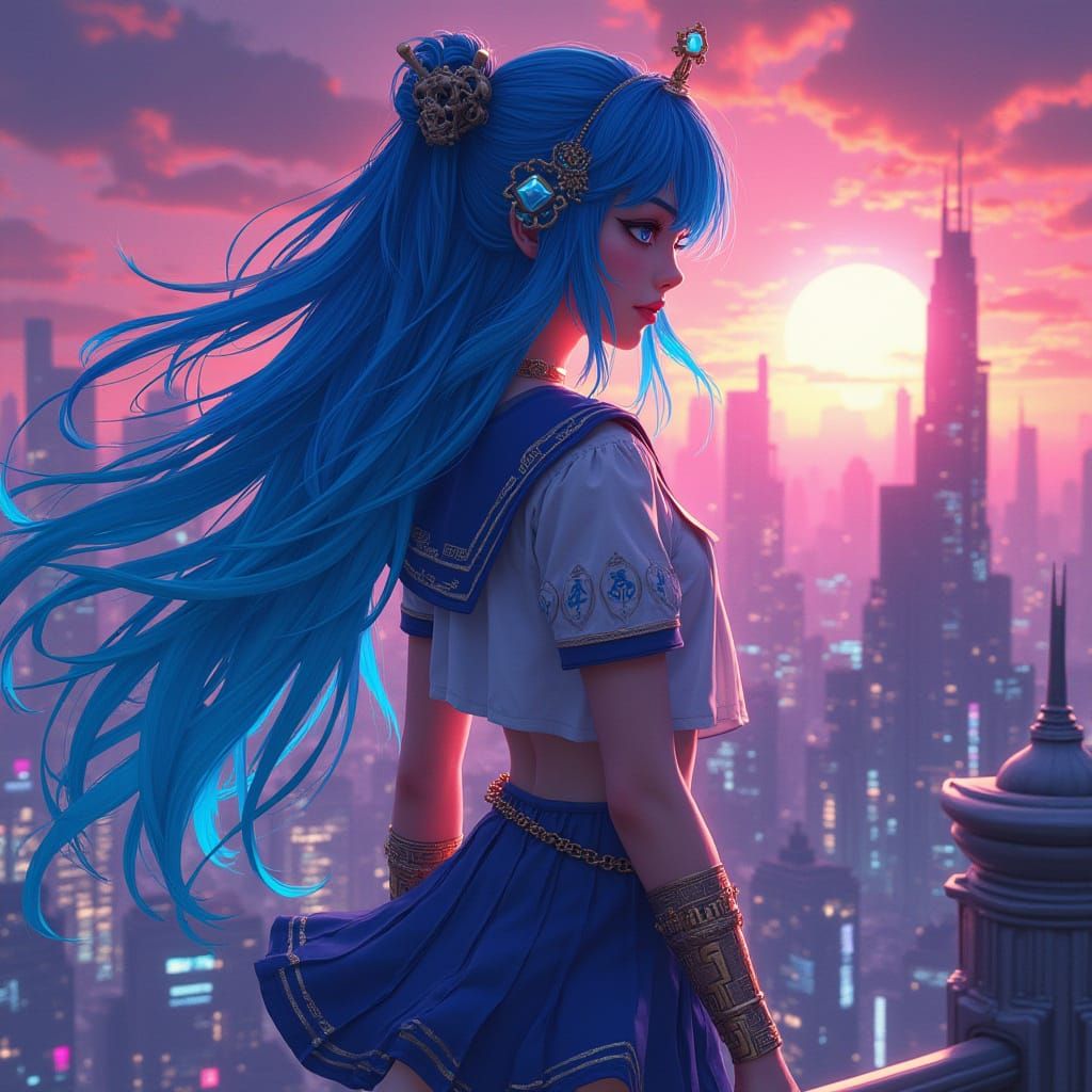 Futuristic Anime Goddess Isis Blends Japanese Scho... - AI Art