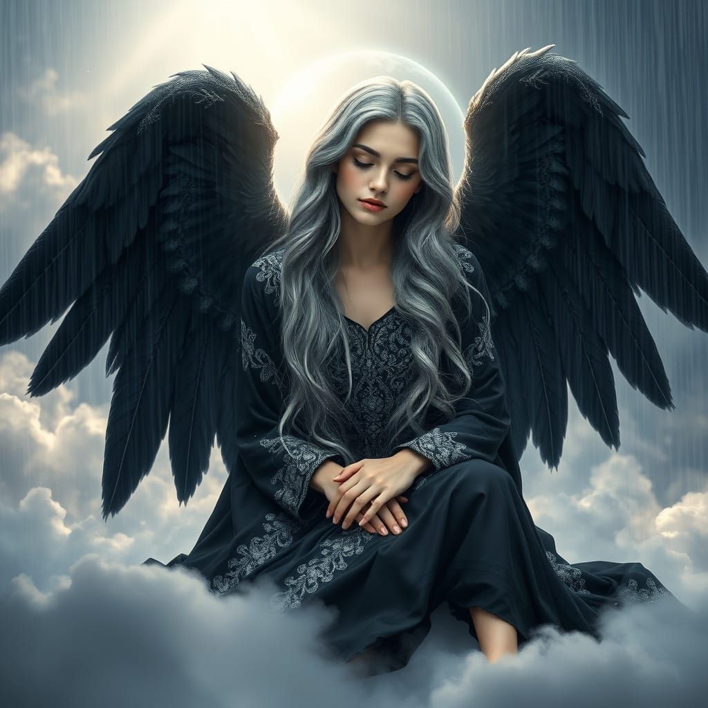 Angel of Serenity in Midnight Splendor - AI Art