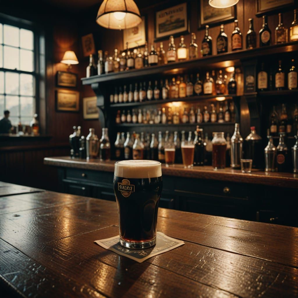Cinematic Pub Scene with Pint of Porter - AI Art