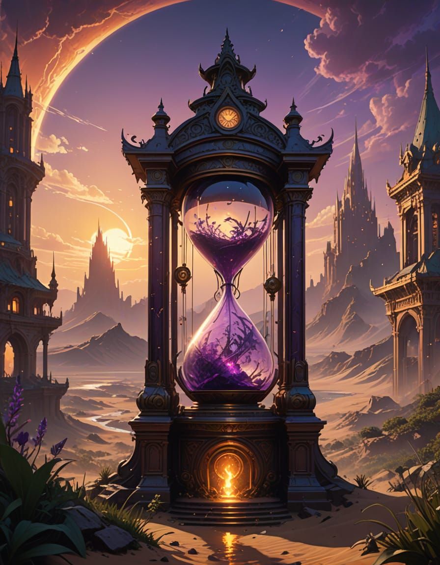 Colossal Time Cityscape Unfolds from Golden Sandst... - AI Art