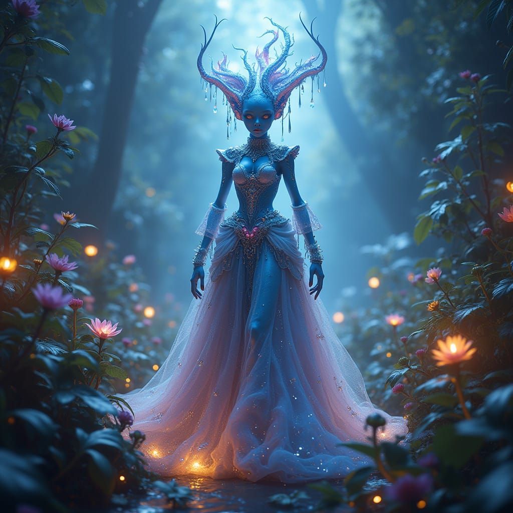 Ethereal Alien Goddess in Alexander McQueen-Inspir... - AI Art