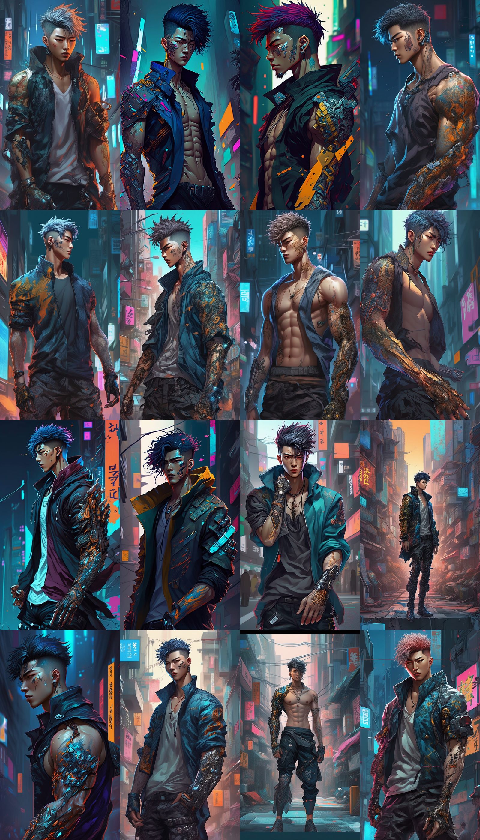 post-cyberpunk male, prosthetic left arm, fierce, detailed, high ...