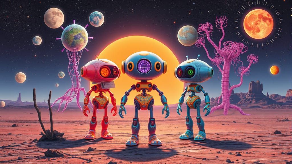 a diverse array of surreal retro cyber solar gami ... - AI Art