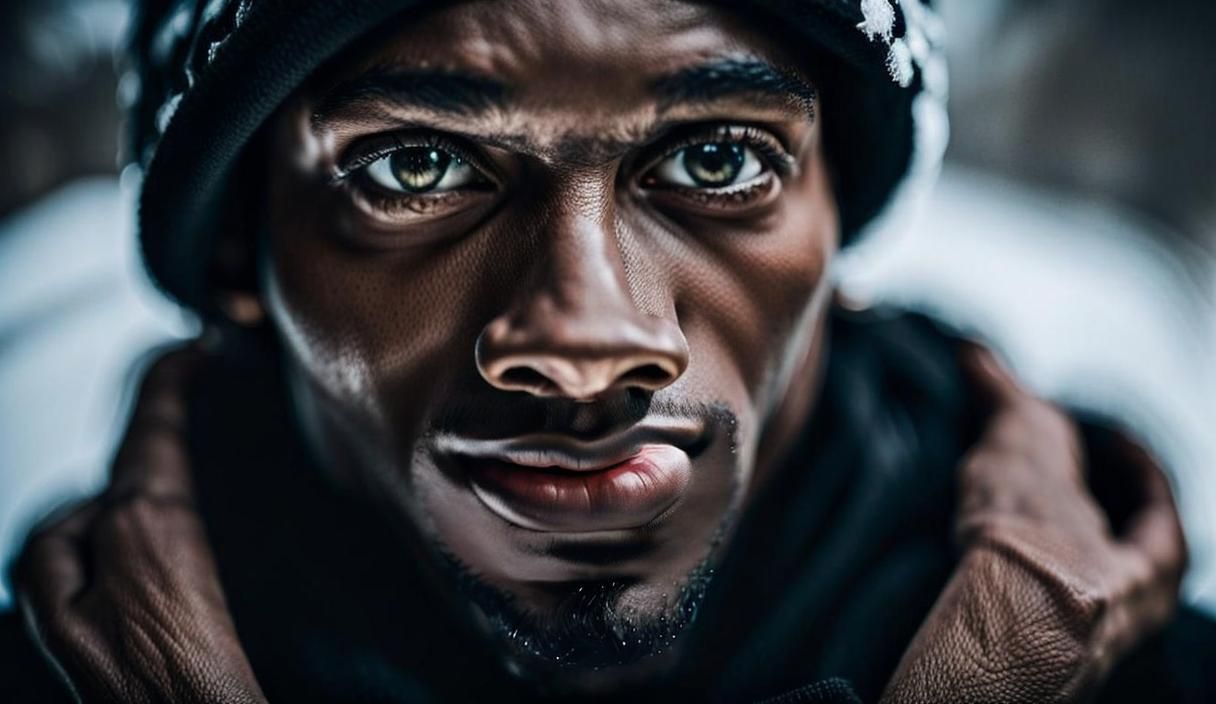 89n8g 20 Year Old Black American Male Model Close Up Portrait