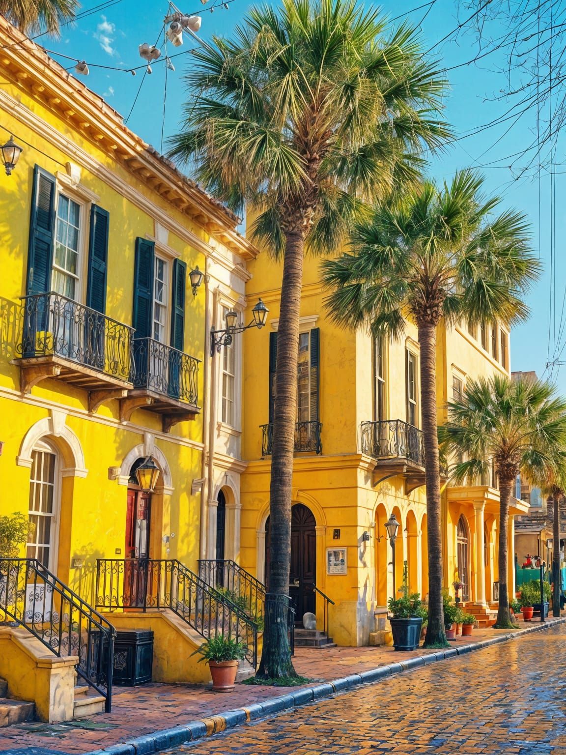 Warm Golden Charleston Architecture in Vibrant Det... - AI Art