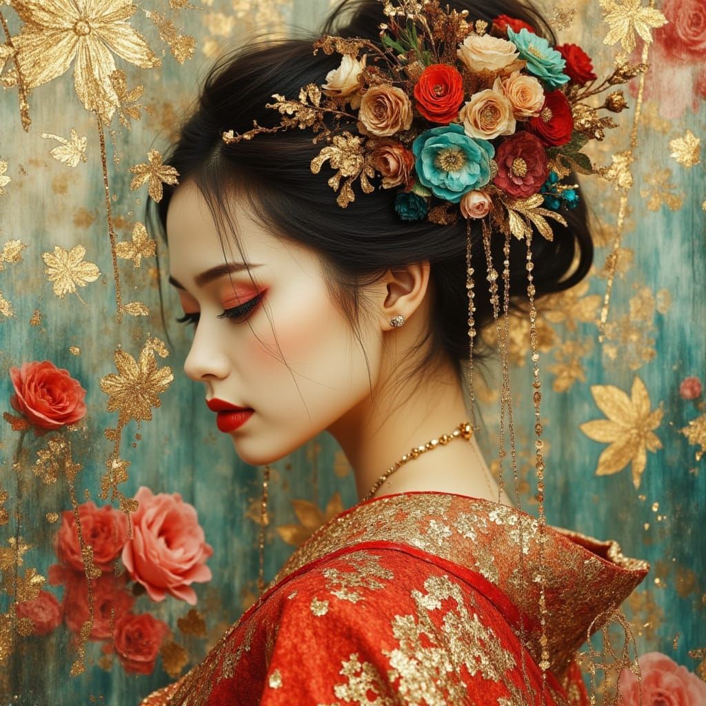 Ethereal Geisha in Dark Fantasy Style - AI Art