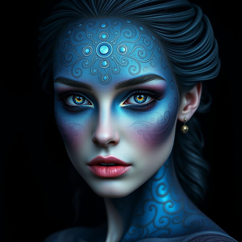 A wonderfull woman blueberry face - Ethereal Woman with Iri...