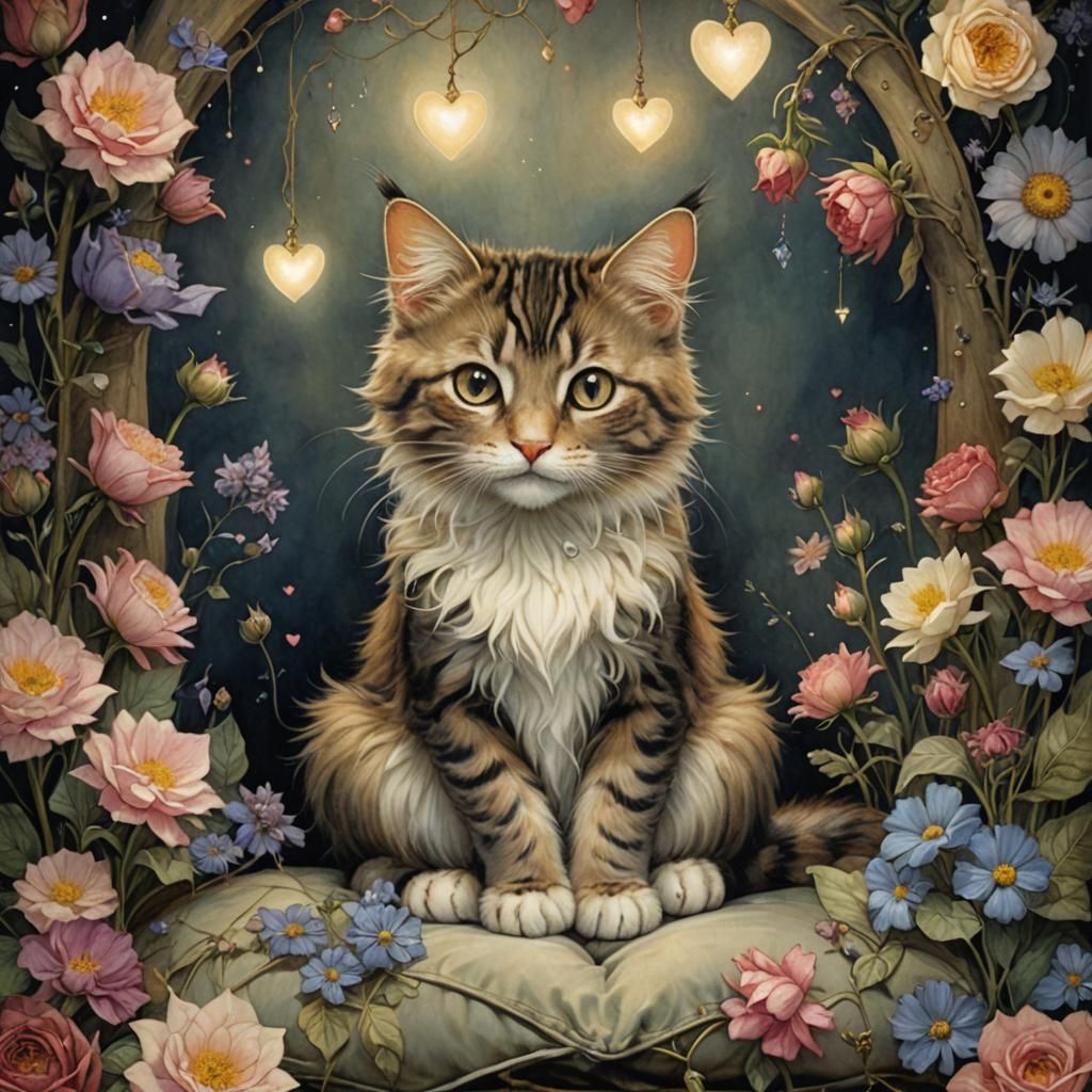 Cat in the style of Brian Froud - AI Generated Artwork - NightCafe Creator