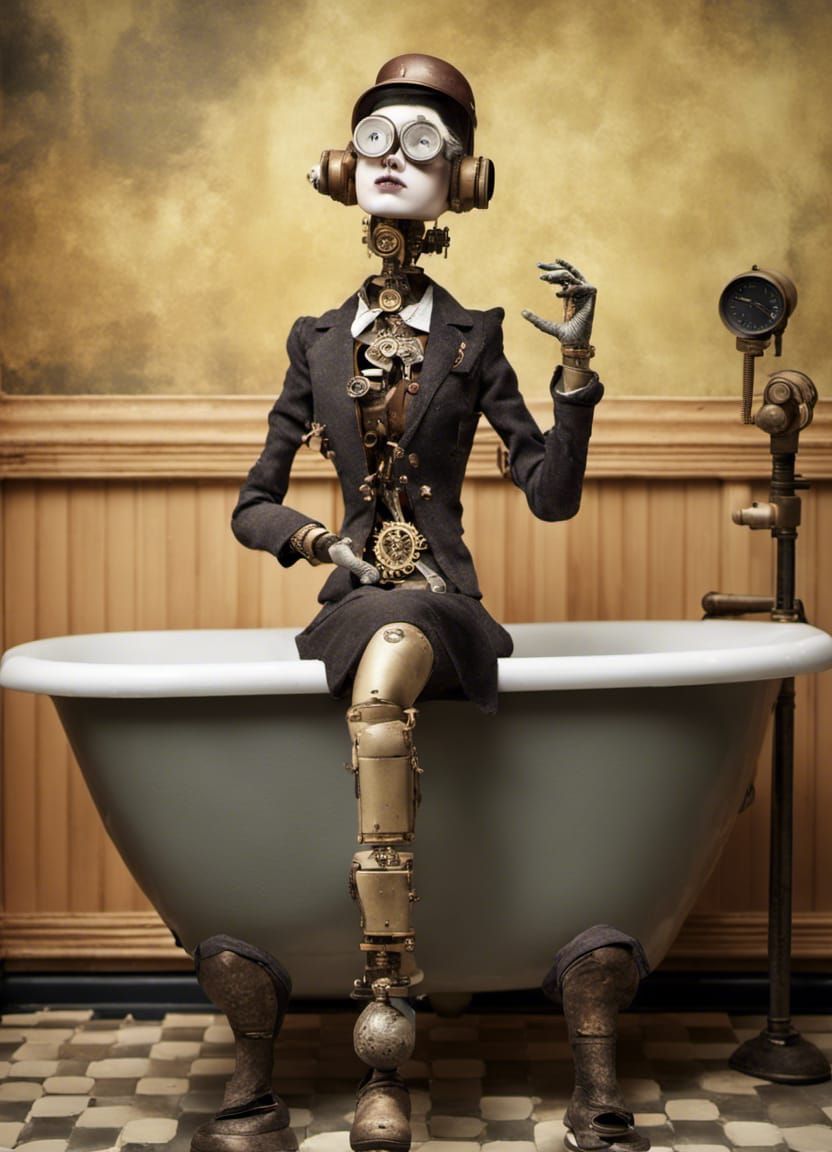 humanoid automata;old bathroom fittings used to make steam-driven ...