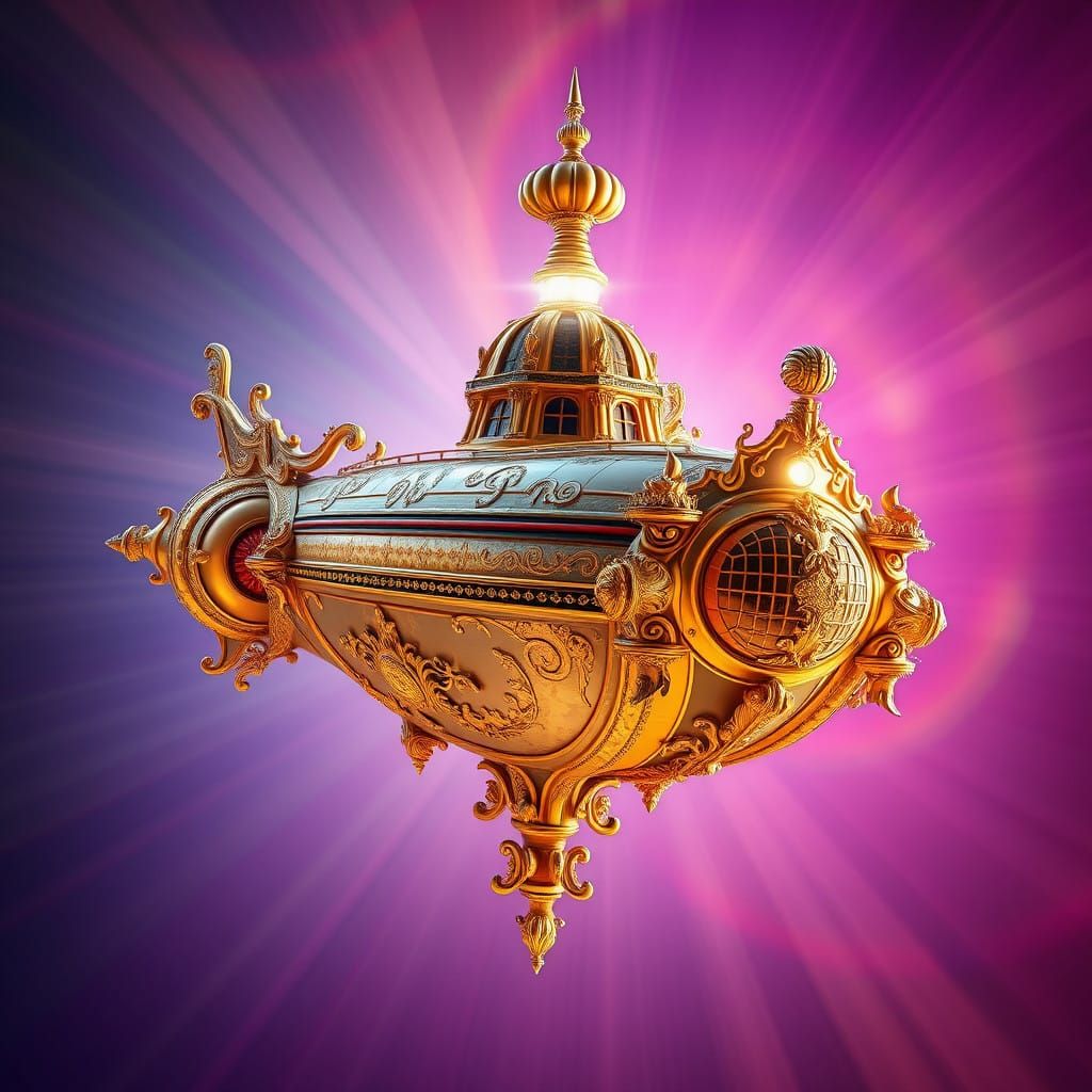 Baroque Space Opera with Golden Filigree and Radia... - AI Art
