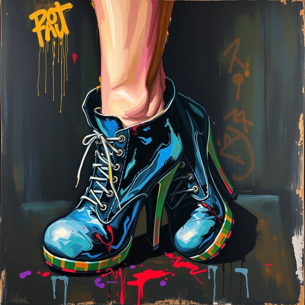 Vibrant Shoes in Abstract Expressionist Style - AI Art