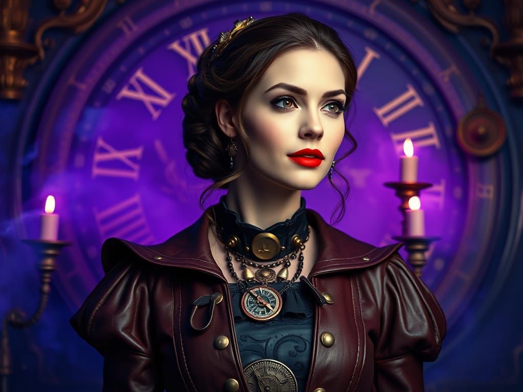 Classic portrait. Wide angel aspect ratio 4:3. Woman in 19th century ...