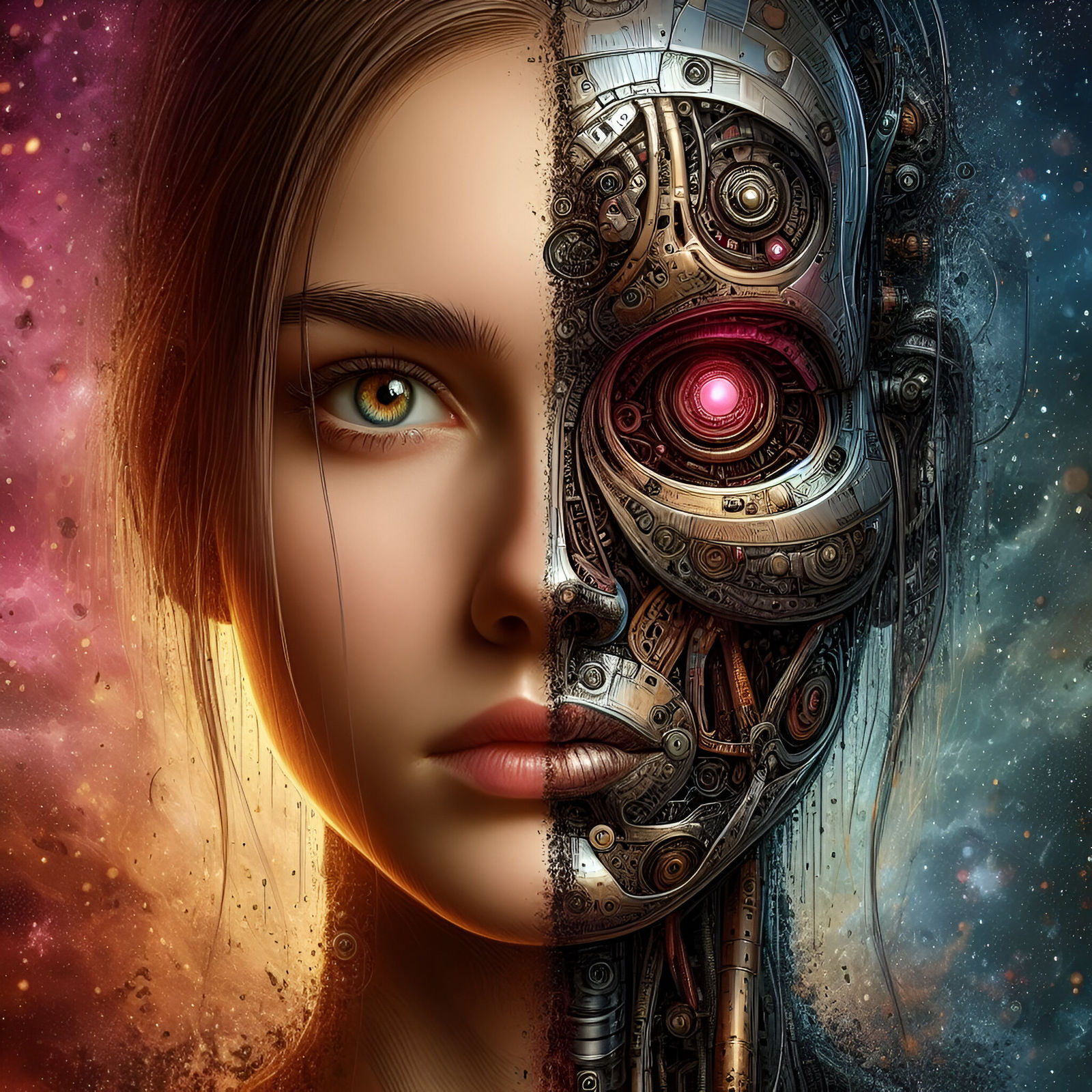 Half human - half machine - AI Generated Artwork - NightCafe Creator