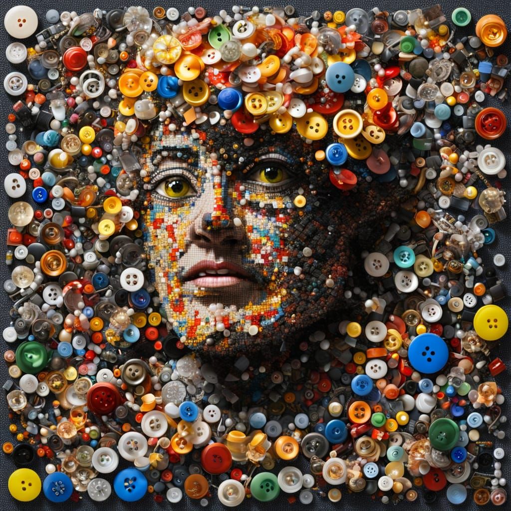Assemblage mosaic collage portrait