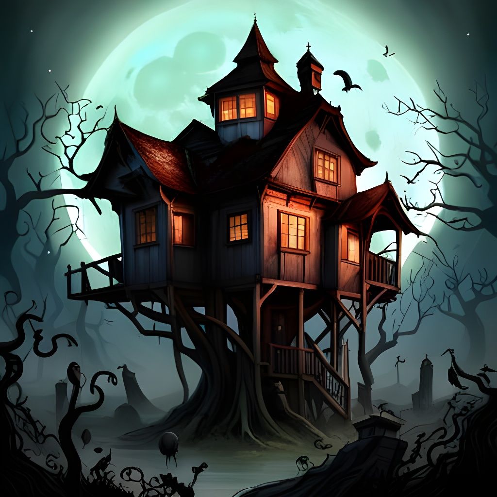 Haunted treehouse - AI Generated Artwork - NightCafe Creator