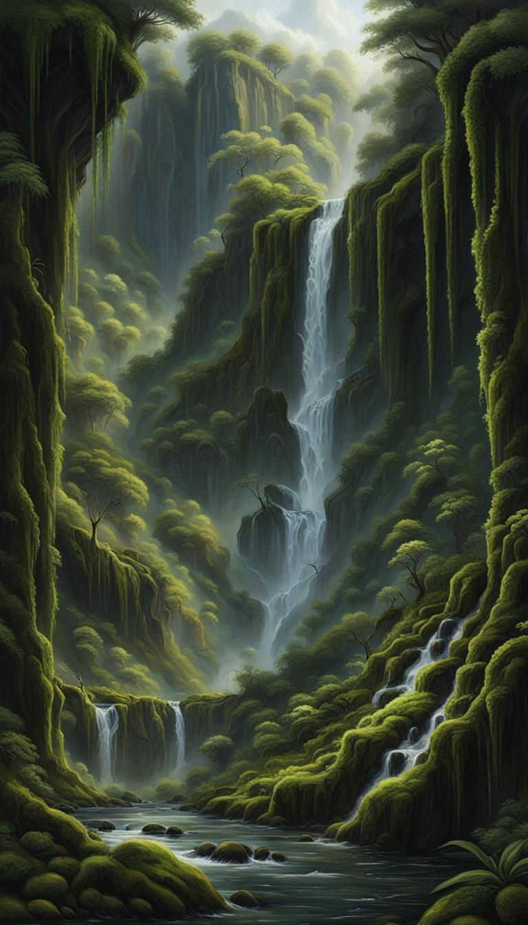 Waterfalls - AI Generated Artwork - NightCafe Creator