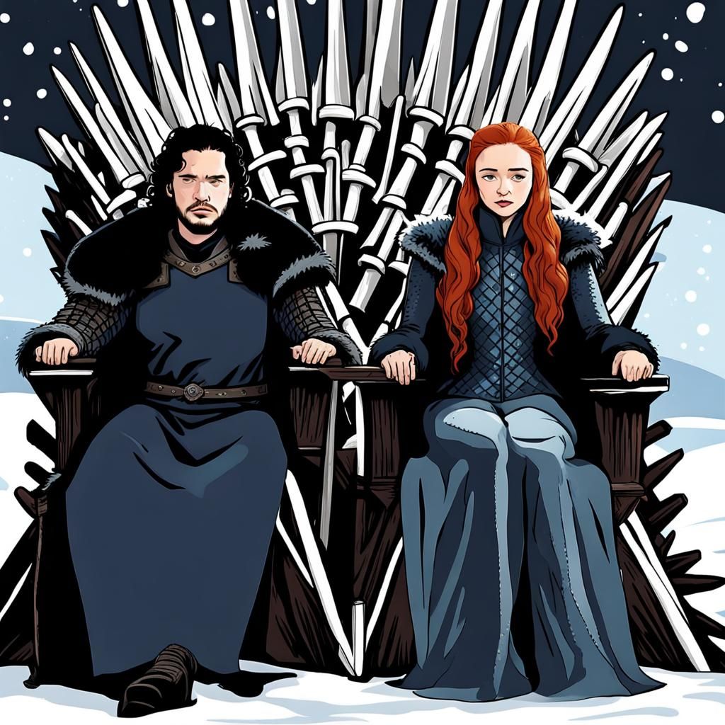jon snow and sansa stark on iron throne - AI Generated Artwork - NightCafe Creator