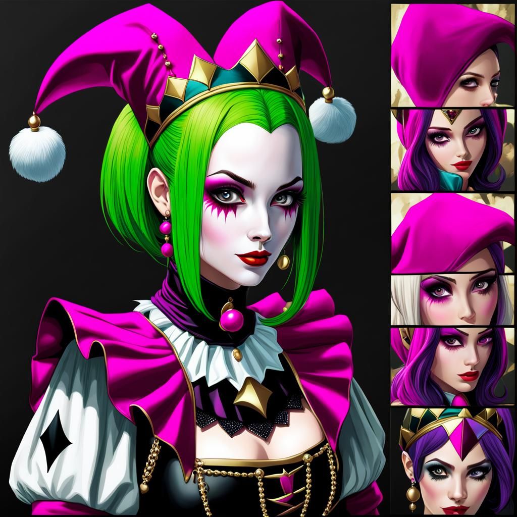 harley quinn Jester:: 8k resolution concept art:: color gradient ::deep ...