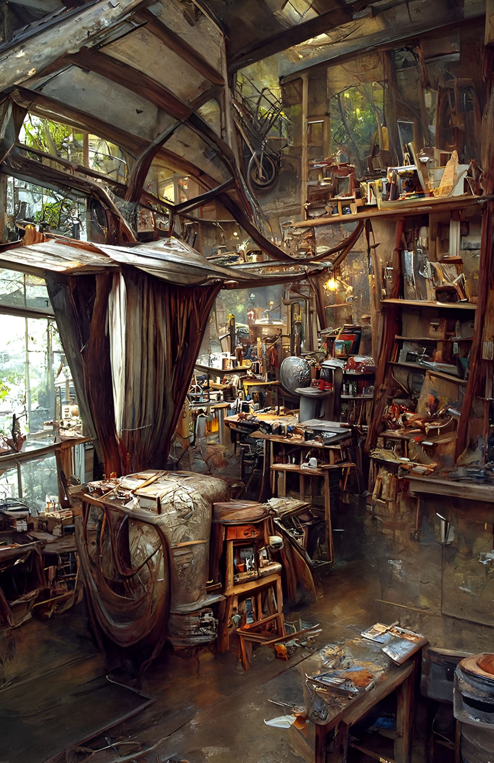 Magical Workshop Interior with Beautiful Lighting - AI Art