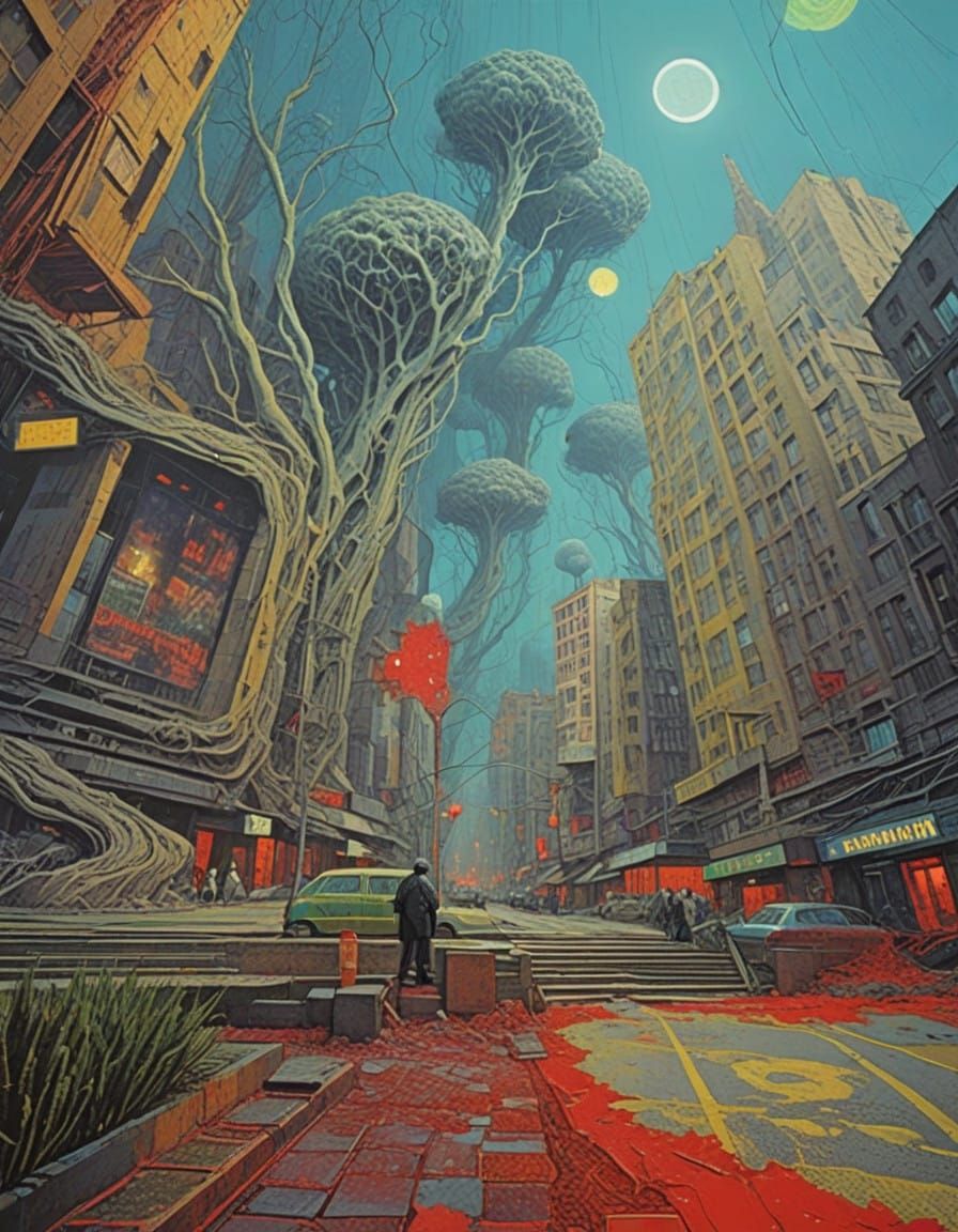 Surreal Metropolis of Flesh Rises from Twisted Org... - AI Art