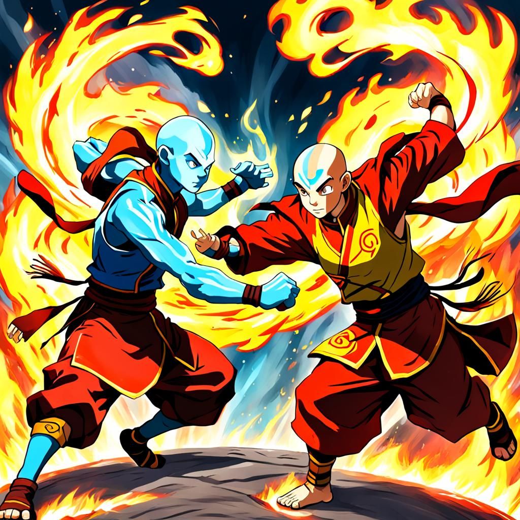 Avatar Aang fighting Avatar Blue? - AI Generated Artwork - NightCafe ...