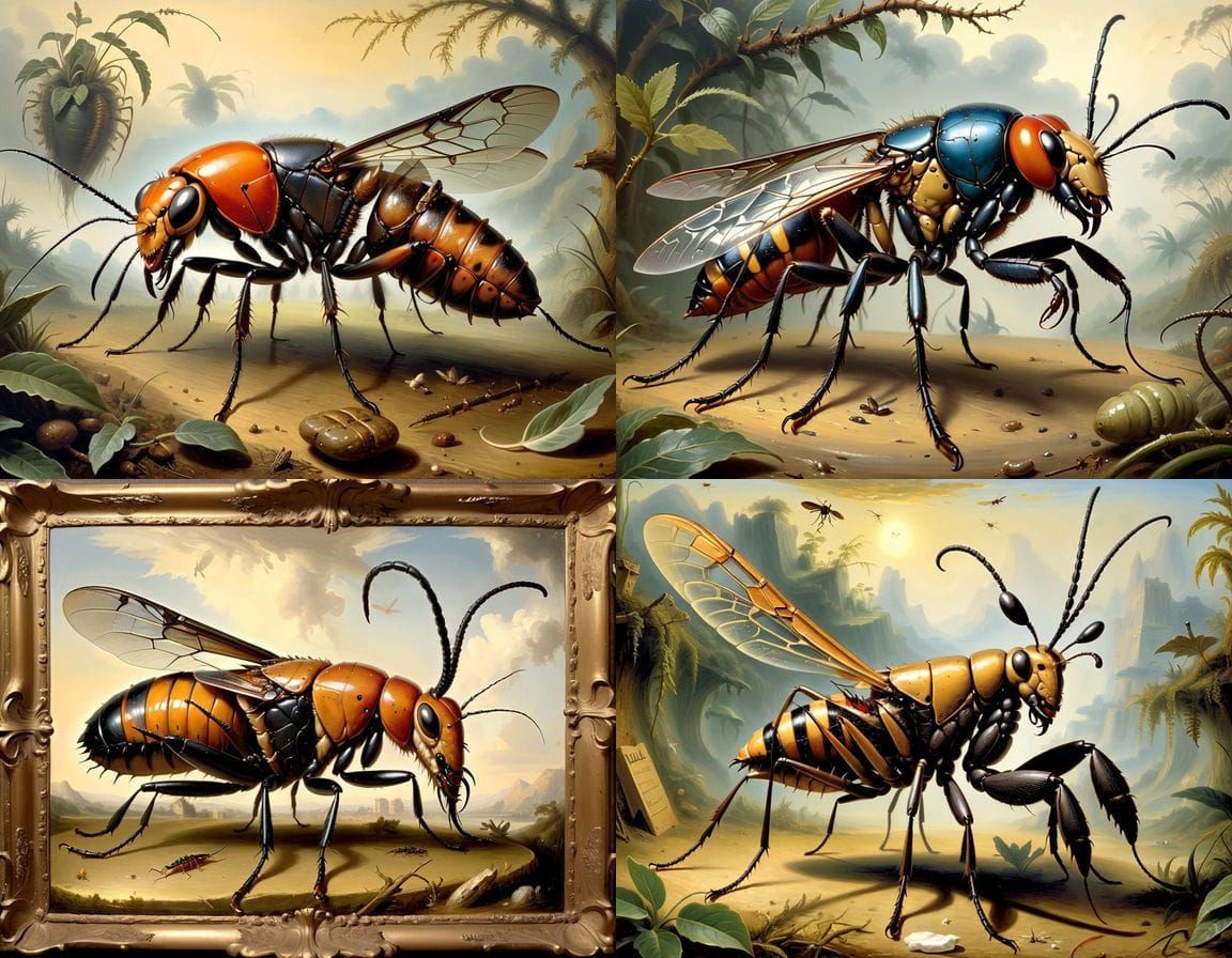 Grotesque Insect Abomination in a Lush, Romantic L... - AI Art