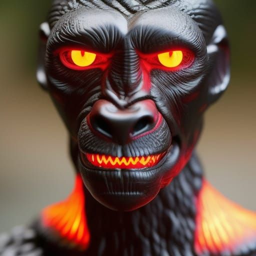 Believable, realistic animalistic, biological glowing inhuman feral ...