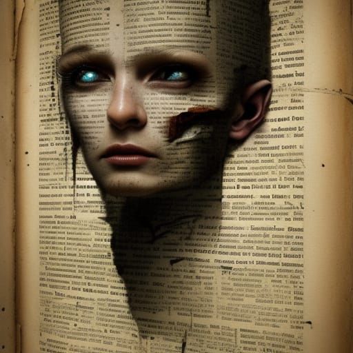 A Human figure Made Of Antique Books and parchment, Dark Waters, Scary ...