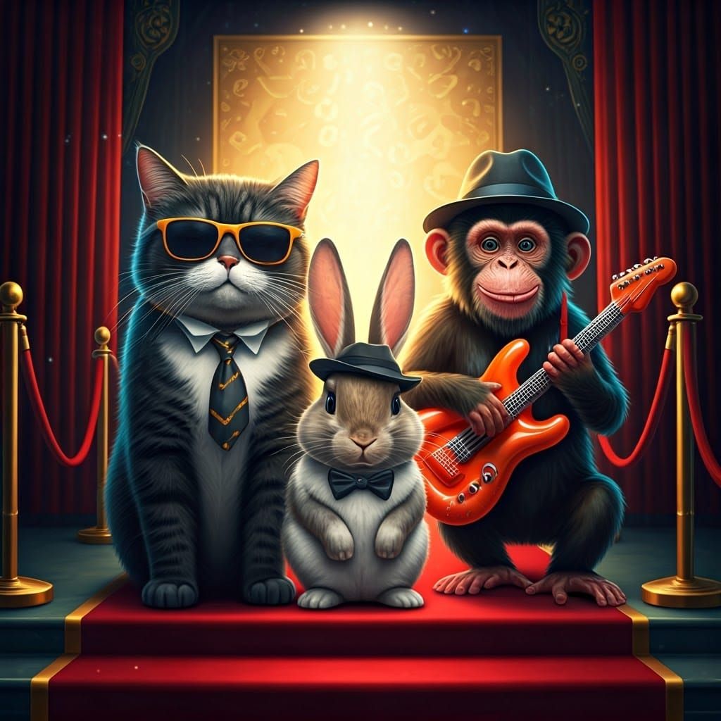 Red Carpet Critters; - Sassy Red Carpet Animals Pose in Whim...